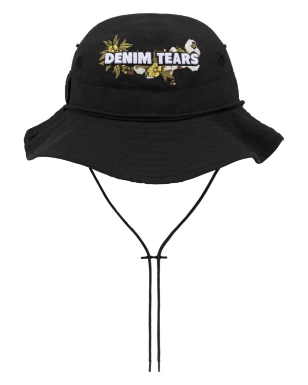 Denim Tears Cotton Floral Logo Black Bucket Hat